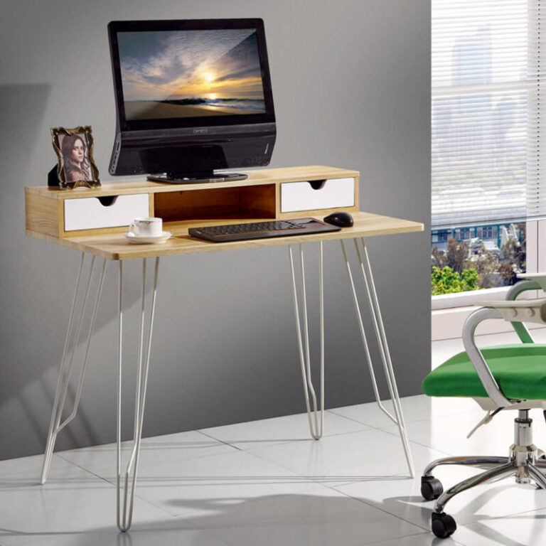 Newport Computer Desk With 2 Compact Draws & wire form Legs – Elite ...